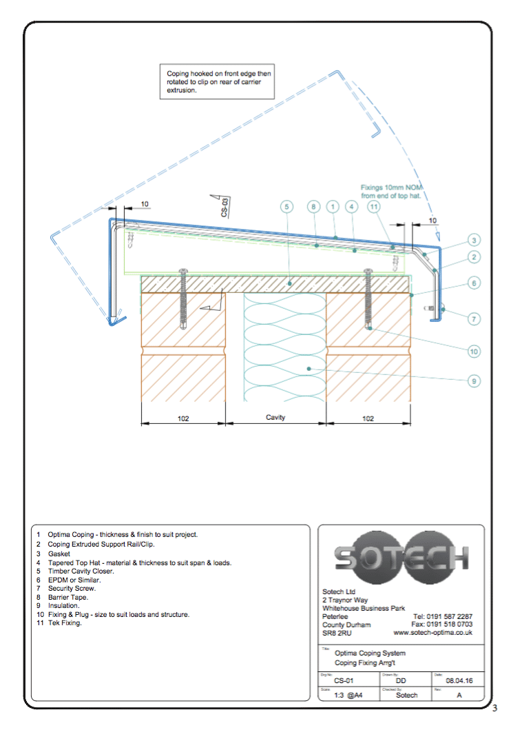 Clip On Copings System Details - Sotech Optima